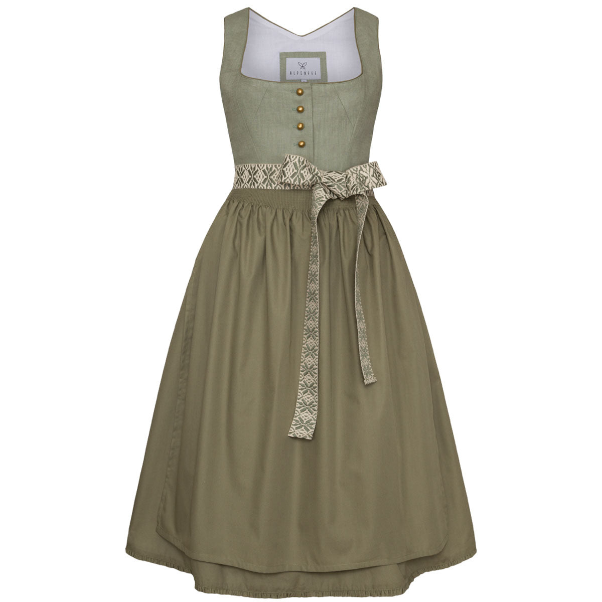 Alpenfee Dirndl Lilli Mint-Salbei 70cm Baumwolle